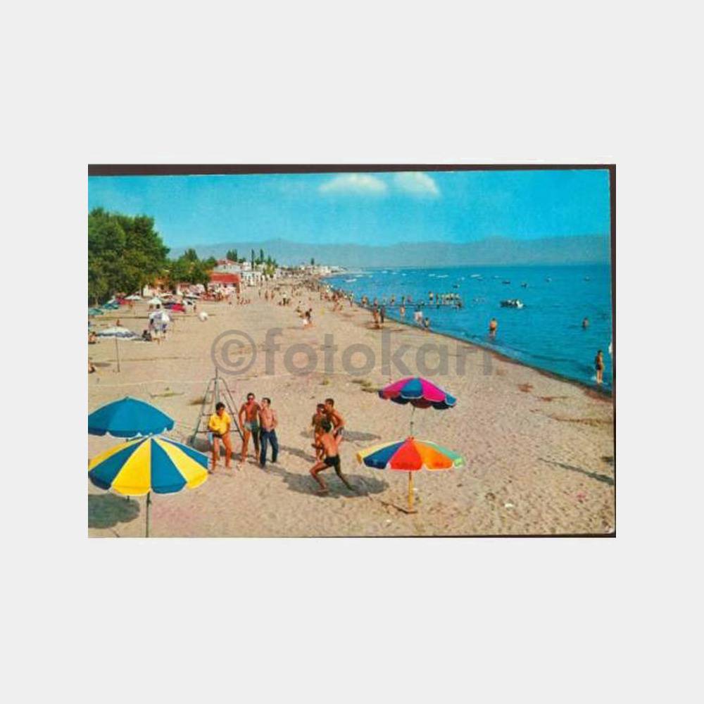 1970 Edremit Akçay Plajı Görünüş Kartpostal | fotokart